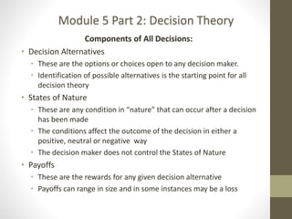 Module 5 Decision Theory | PPTX