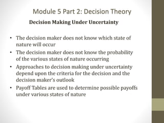 Module 5 Decision Theory | PPTX
