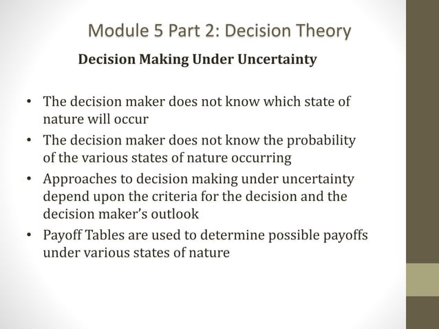 Module 5 Decision Theory | PPTX
