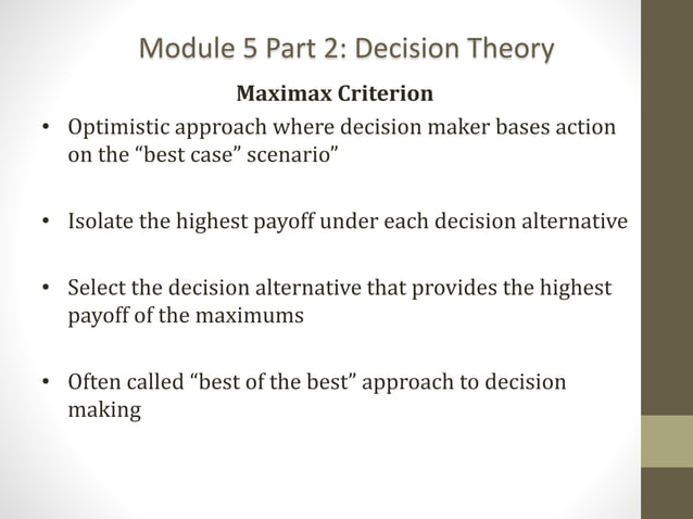 Module 5 Decision Theory | PPTX