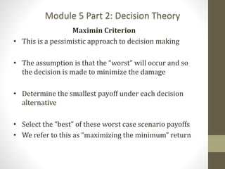 Module 5 Decision Theory | PPTX