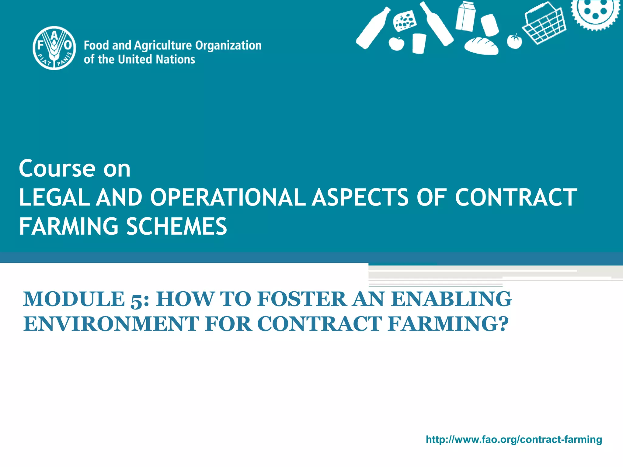 Module 5: How to foster and enabling environment for contract farming ...