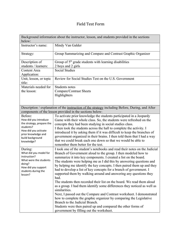 Module 5 field test form r3 | PDF