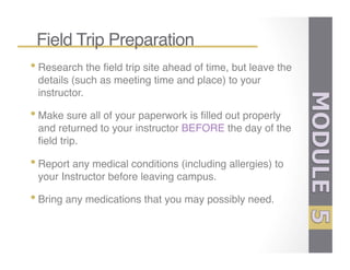 Module 5 field trip safety 2013 | PDF