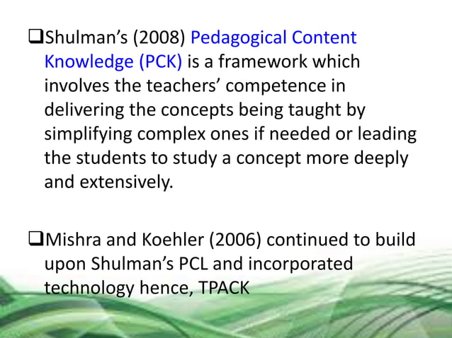 TPACK as a Framework for Technology Driven Teaching and Learning | PDF