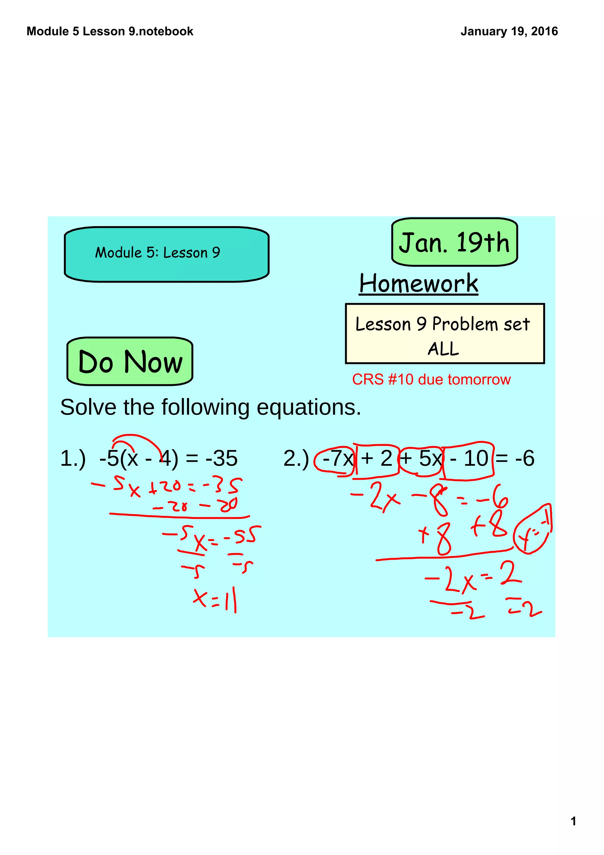 Module 5 lesson 9 | PDF