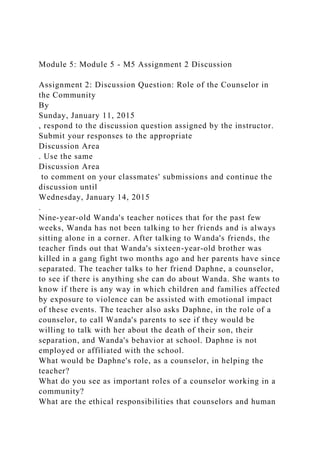 Module 5 Module 5 - M5 Assignment 2 DiscussionAssignment 2 D.docx