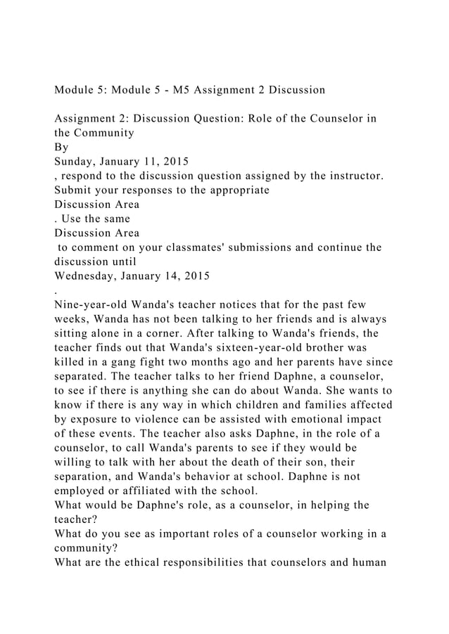 Module 5 Module 5 - M5 Assignment 2 DiscussionAssignment 2 D.docx