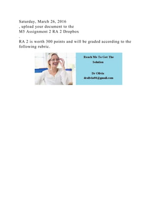 Module 5 Module 5 - M5 Assignment 2 RA 2Assignment 2 RA 2 Pro.docx | Undergraduate Education ...
