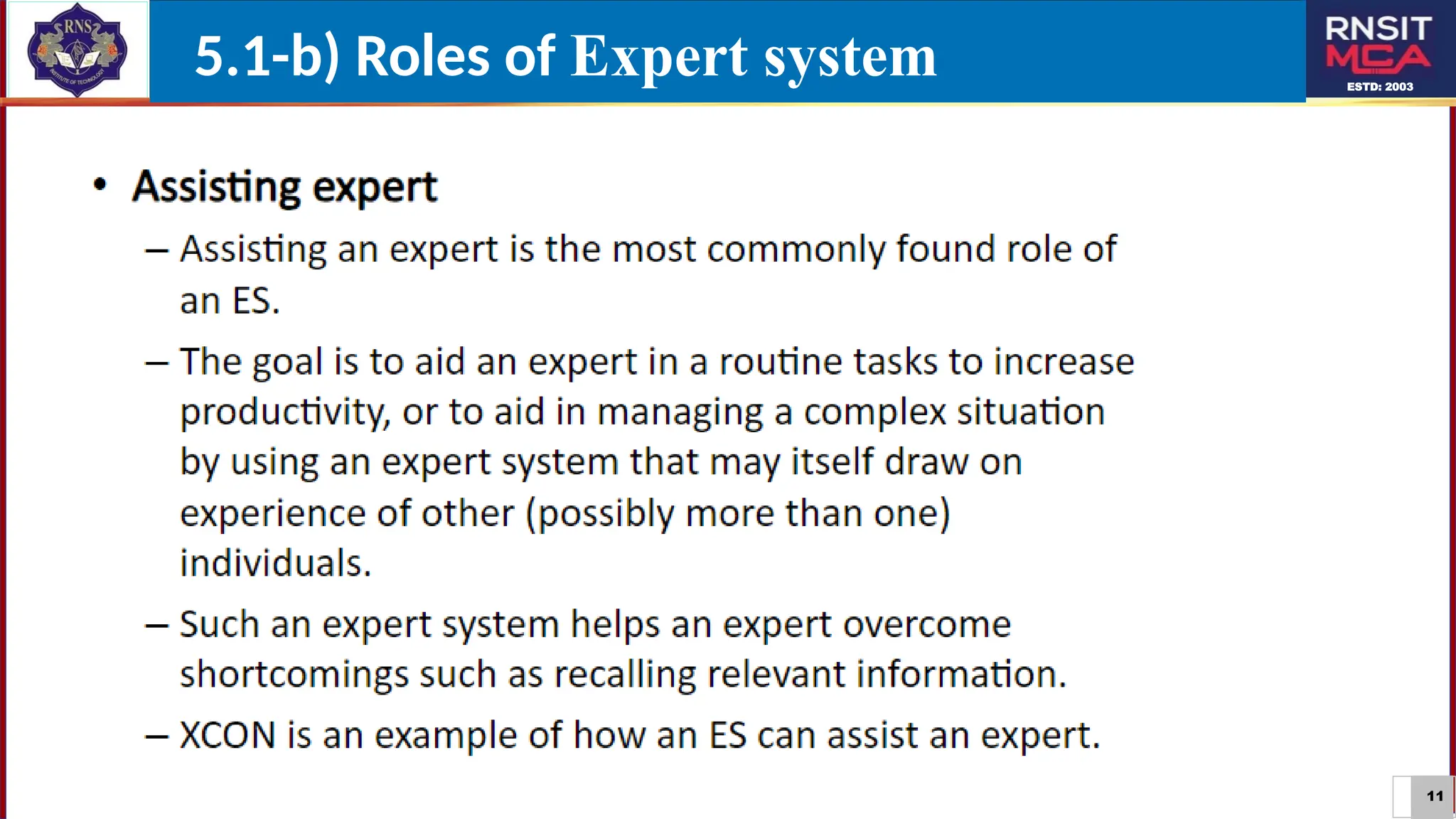 Expert system, Architecture of Expert systems, Roles of Expert systems ...