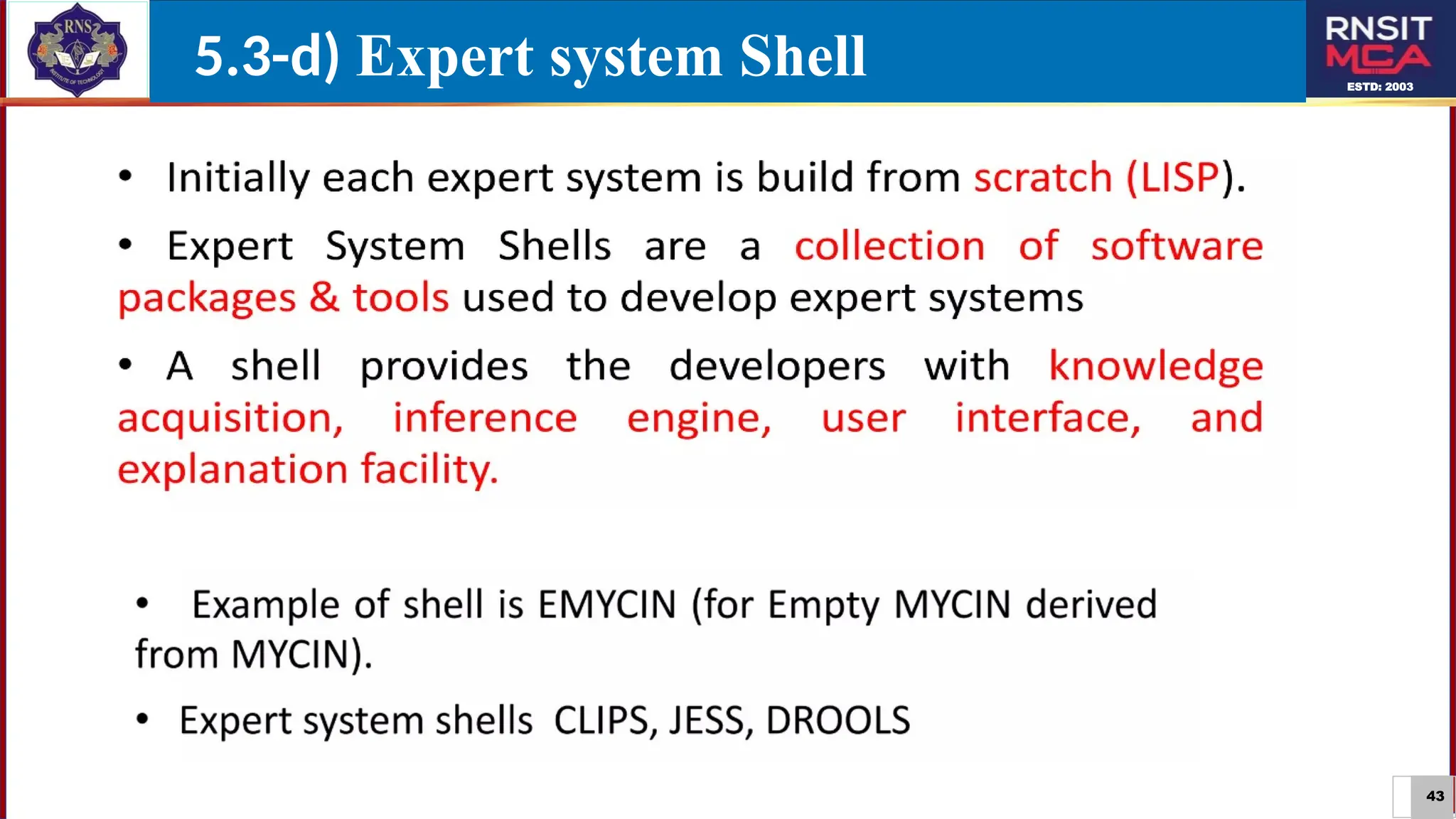 Expert system, Architecture of Expert systems, Roles of Expert systems ...