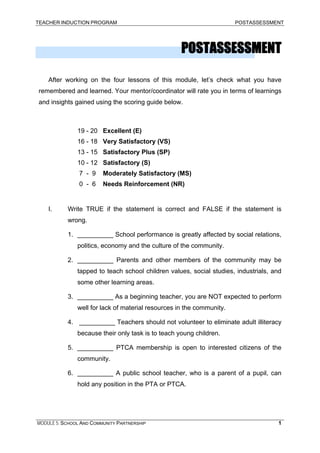 Module 5 school and community partnership post assessment | PDF