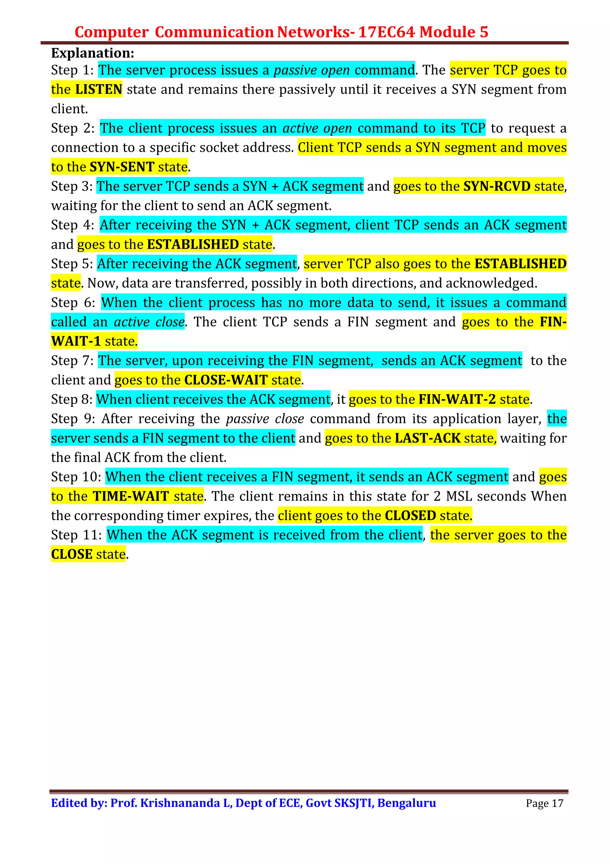 Computer Communication Networks- TRANSPORT LAYER PROTOCOLS | PDF