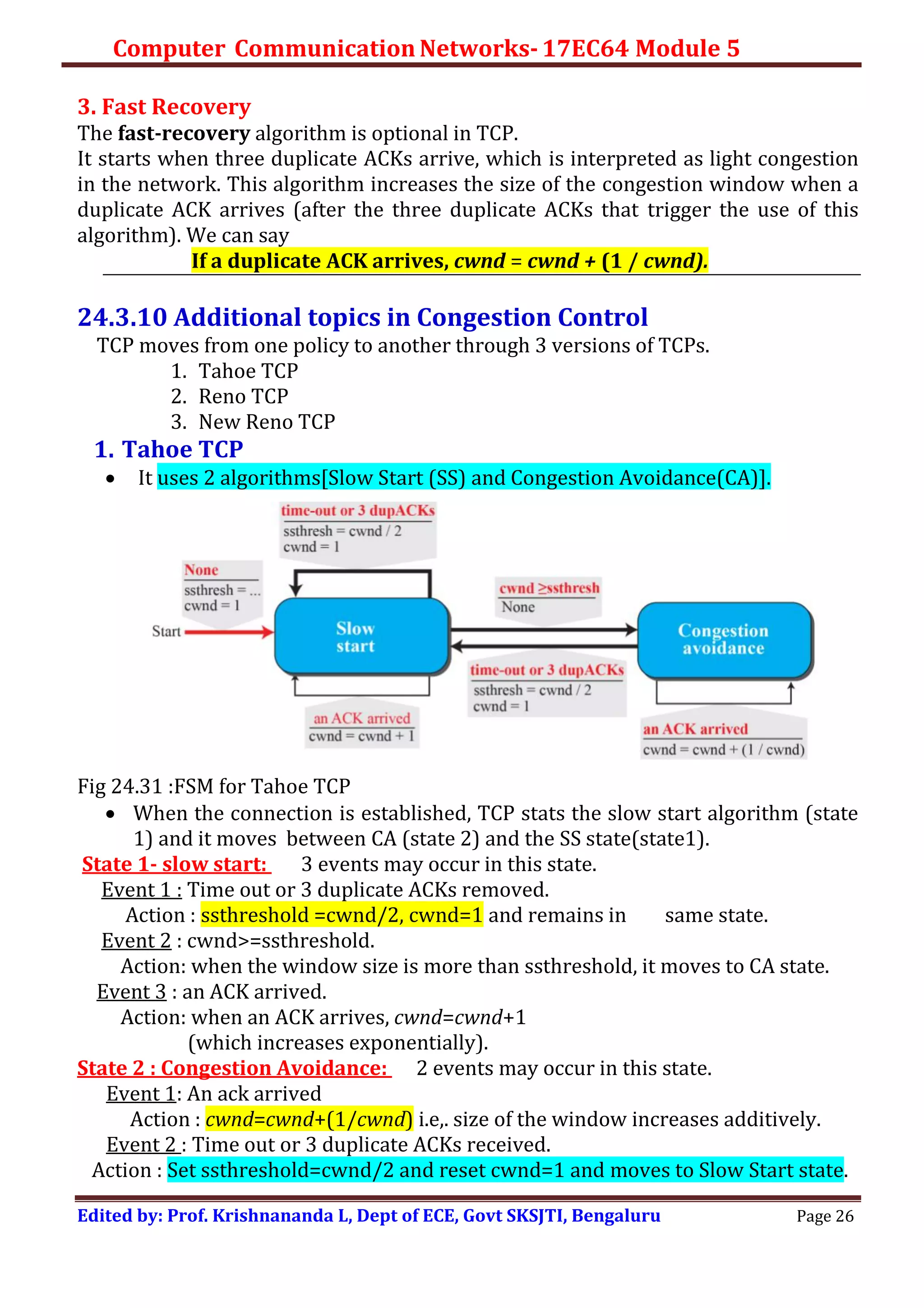 Computer Communication Networks- TRANSPORT LAYER PROTOCOLS | PDF