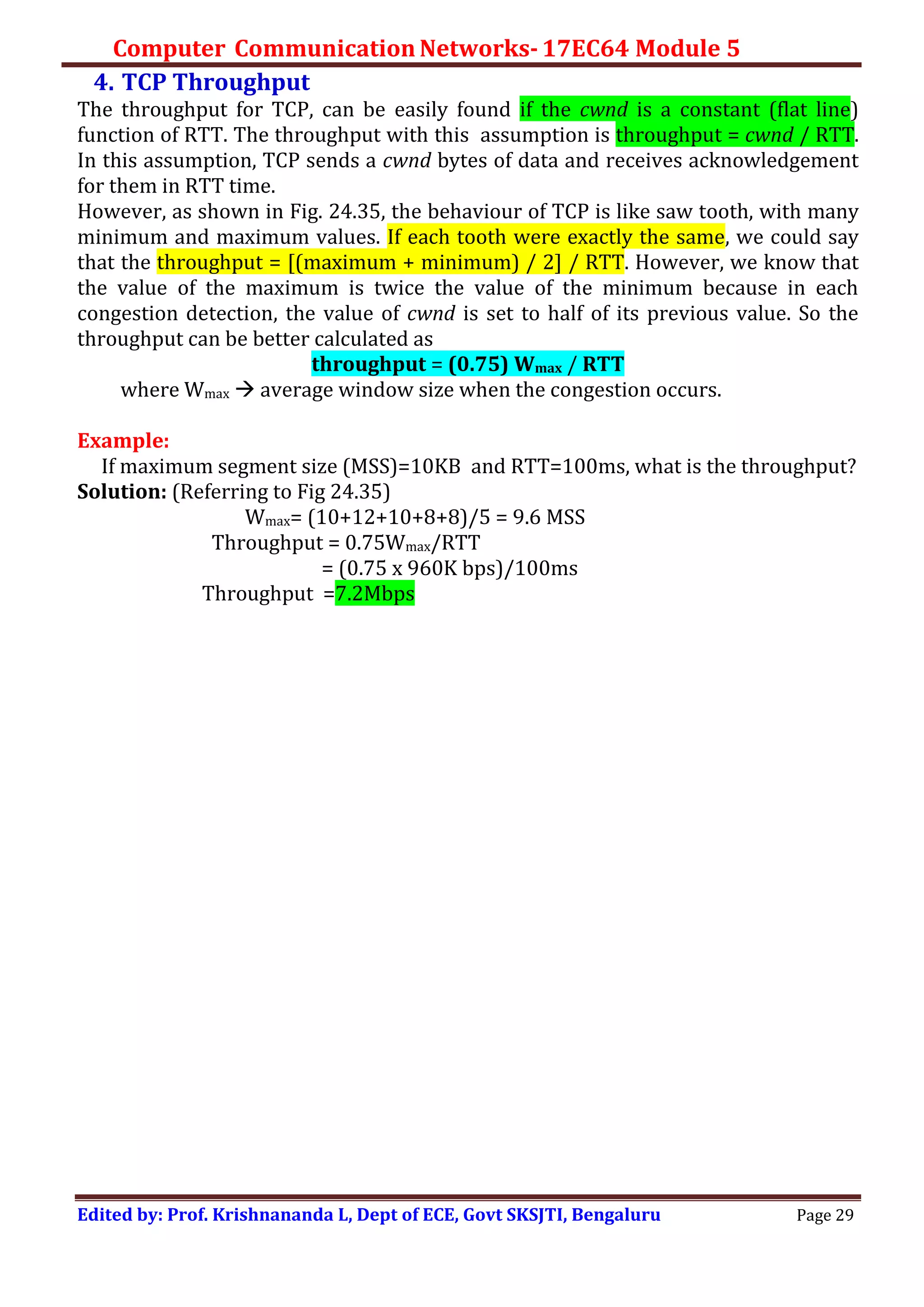 Computer Communication Networks- TRANSPORT LAYER PROTOCOLS | PDF