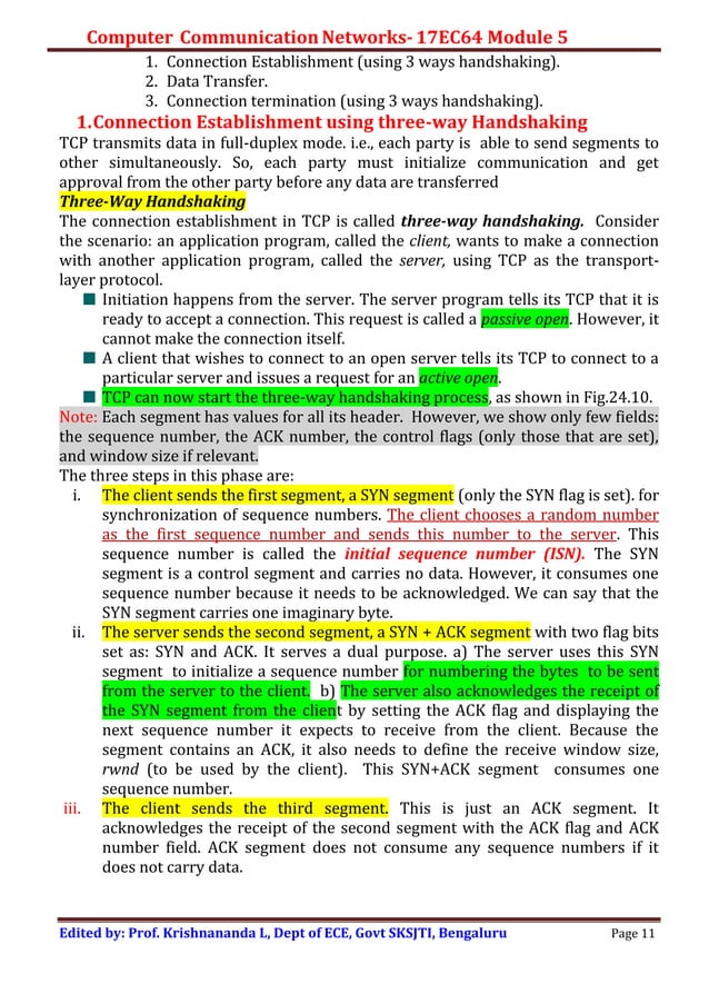 Computer Communication Networks- TRANSPORT LAYER PROTOCOLS | PDF