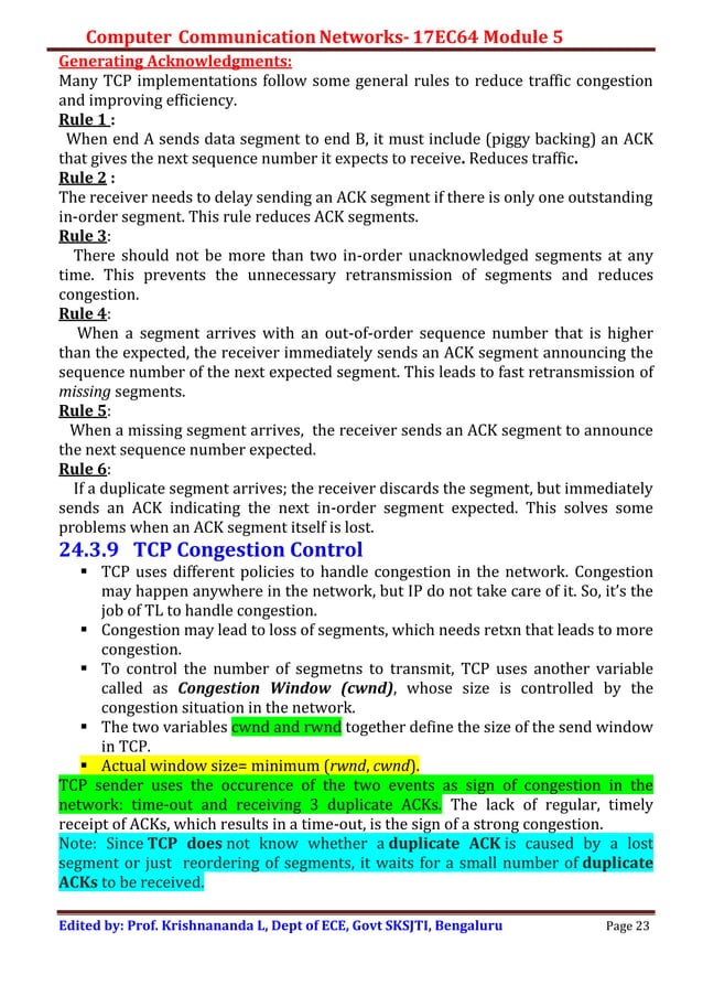 Computer Communication Networks- TRANSPORT LAYER PROTOCOLS | PDF