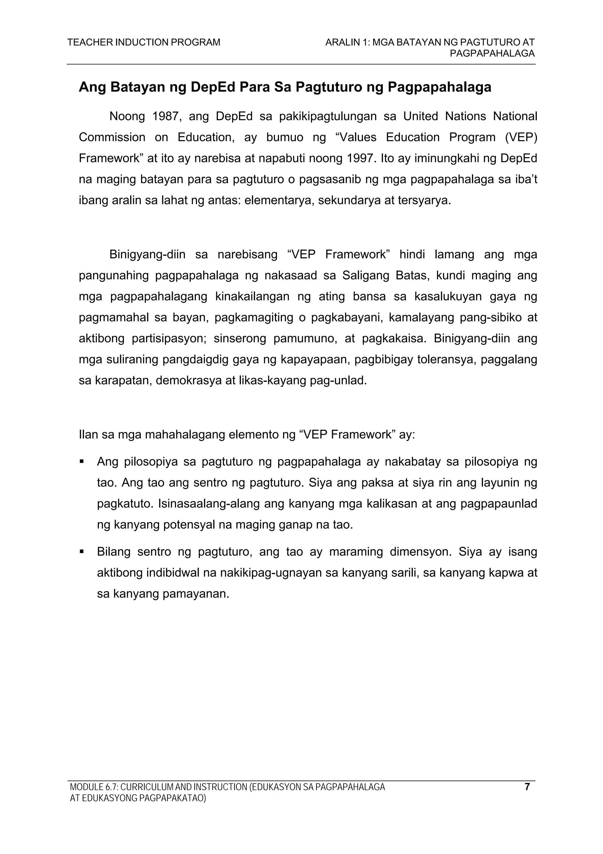 Module 6.7 edukasyon sa pagpapahalaga at pagpapakatao | PDF