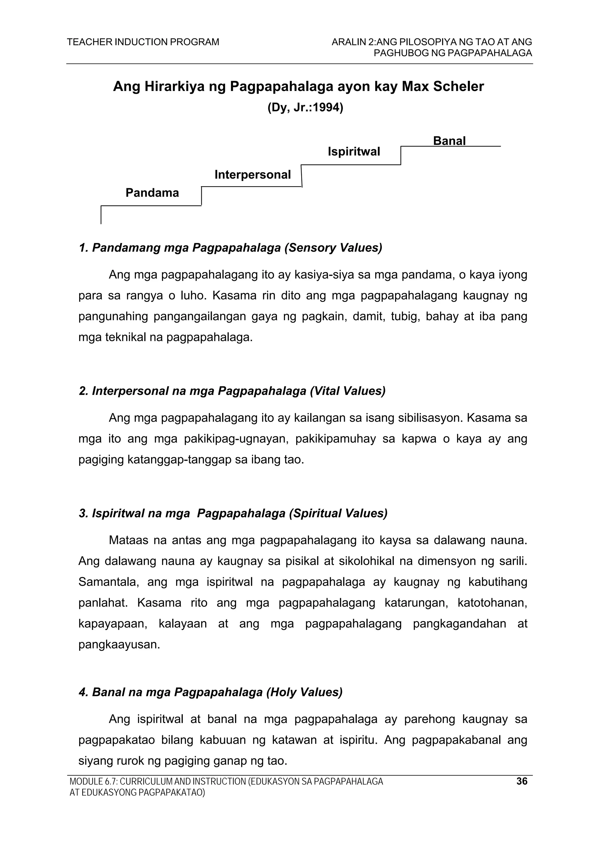 Module 6.7 edukasyon sa pagpapahalaga at pagpapakatao | PDF