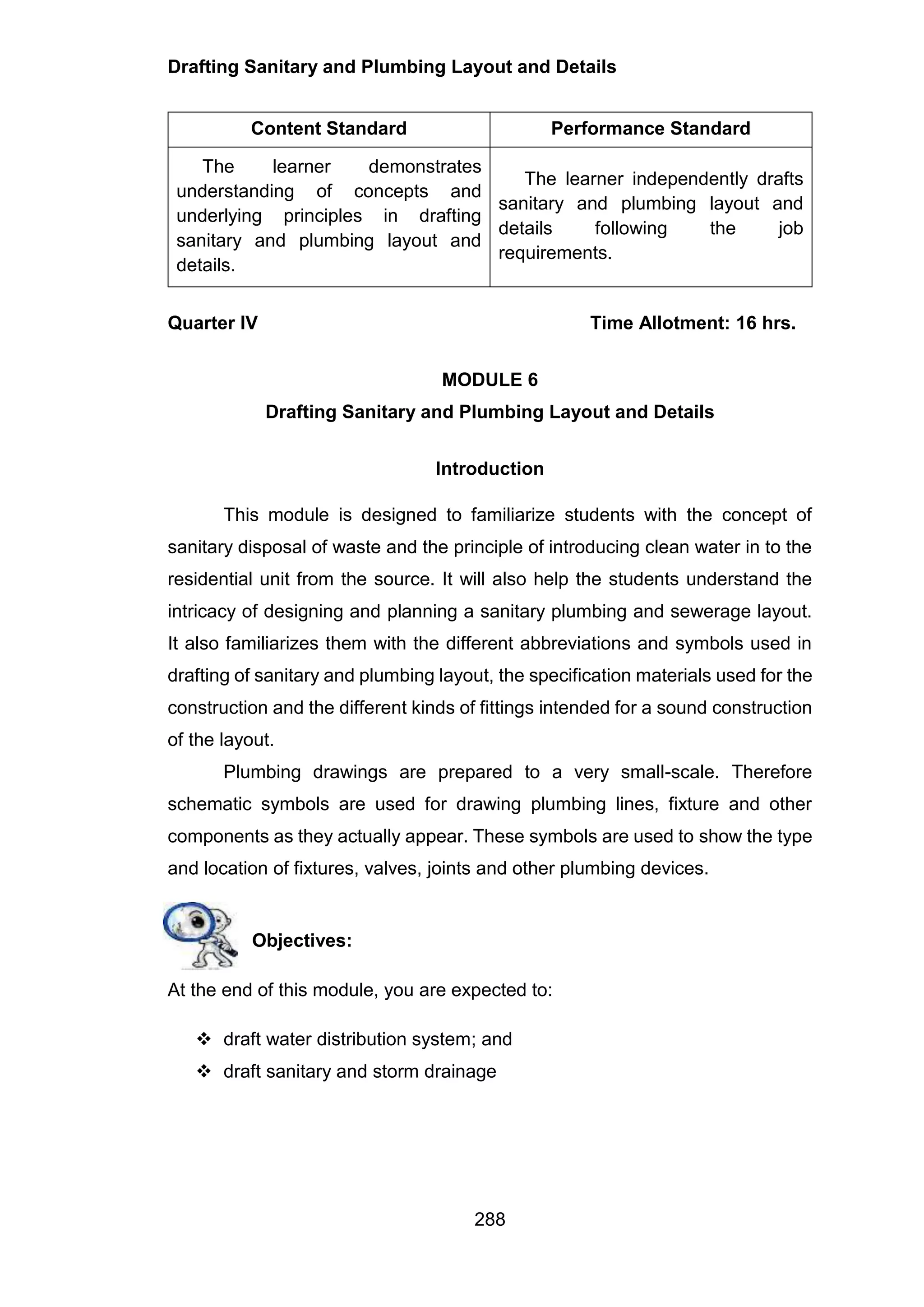 Module 6 module 4 draft sanitary and plumbing layout and details | DOCX