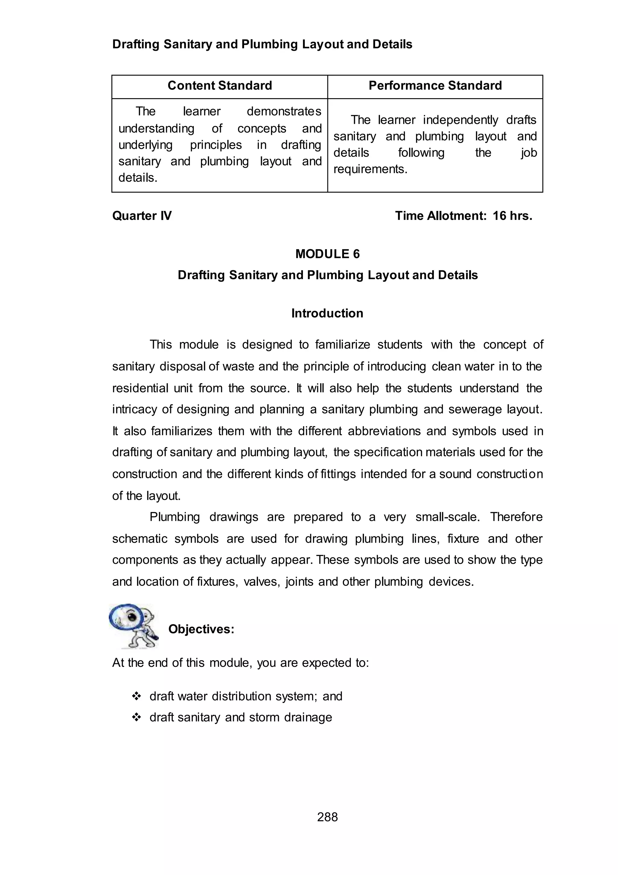 Module 6 module 4 draft sanitary and plumbing layout and details | DOCX