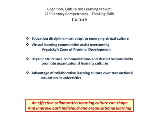 Cognitive Culture and Learning Project Greer | PPT