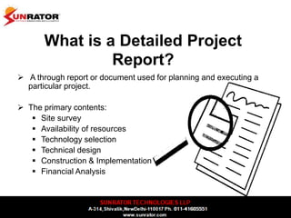 DPR (Detailed Project Report) & EPC (Engineering Procurement ...