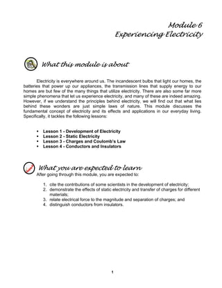 Module 6 experiencing electricity | PDF