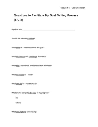 Module 6 goal orientation | DOC