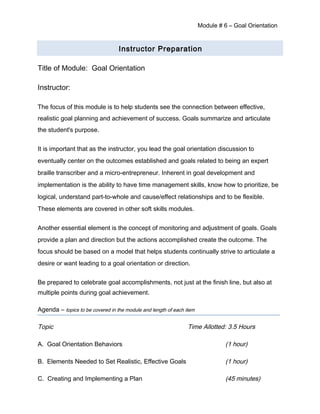 Module 6 goal orientation | DOC
