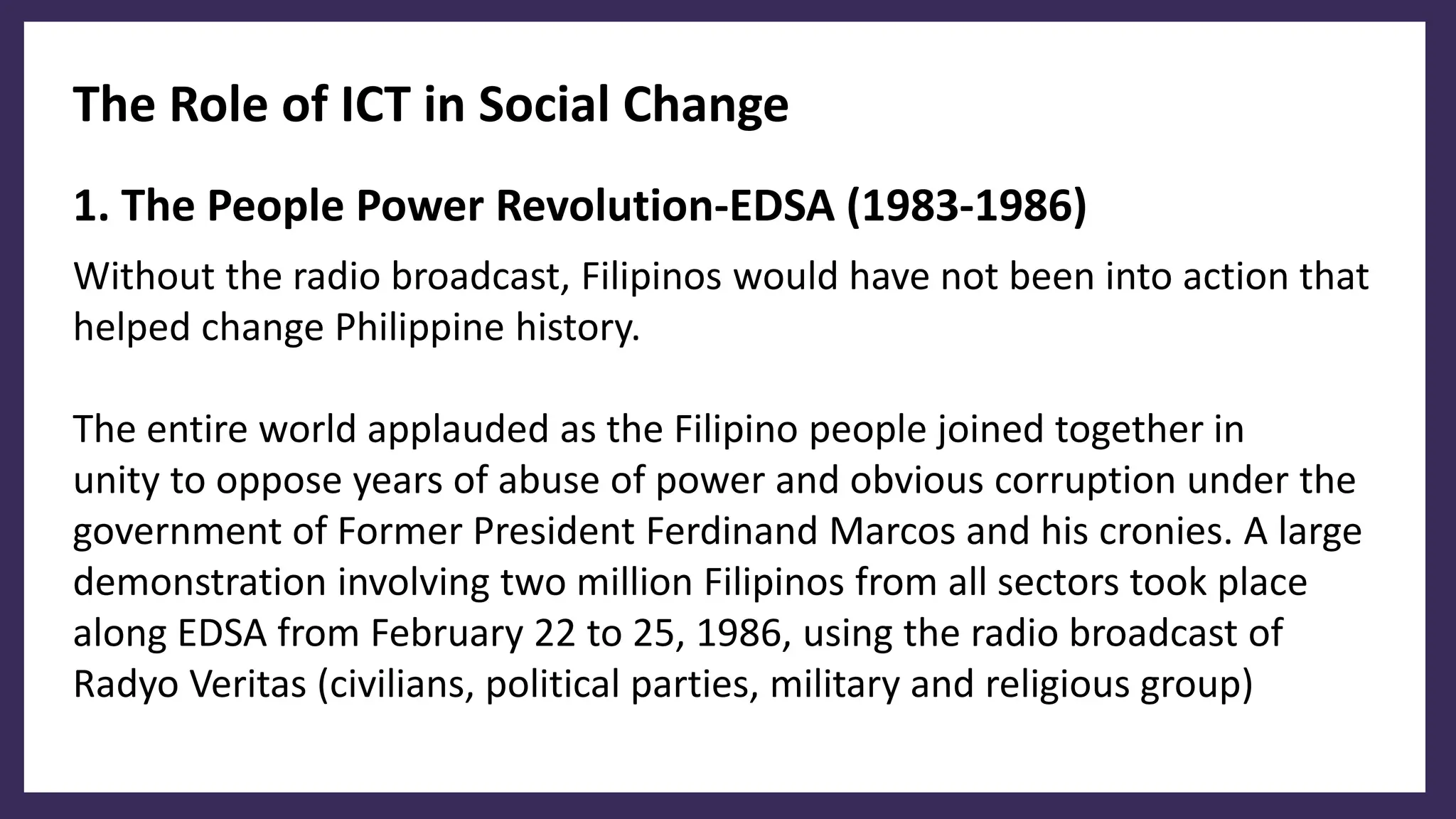 ICT as a Platform for change. ICT platform. | PPTX