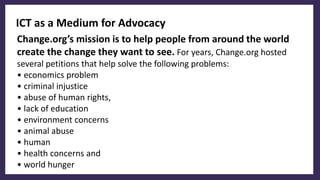 ICT as a Platform for change. ICT platform. | PPTX