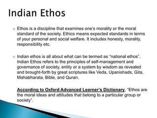 Module – 6 indian ethos | PPTX