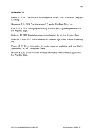 MODULE 6 IN PRactical research 1 for junior high | PDF