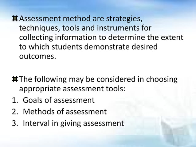 Criteria in Choosing Appropriate Assessment Tool | PDF | Educational ...