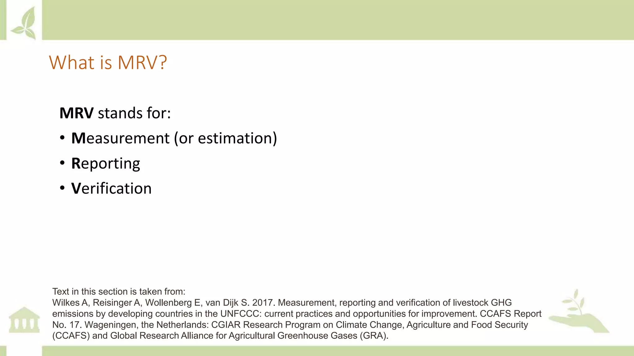 Module 6: Measurement, Reporting and Verification (MRV) and adaptation ...