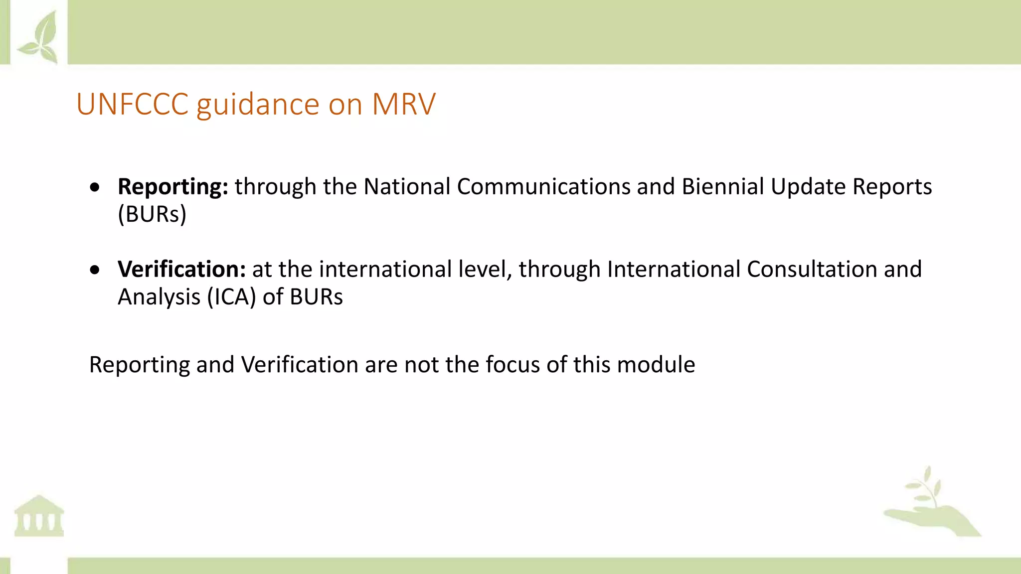 Module 6: Measurement, Reporting and Verification (MRV) and adaptation ...