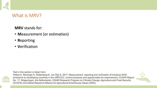 Module 6: Measurement, Reporting and Verification (MRV) and adaptation ...
