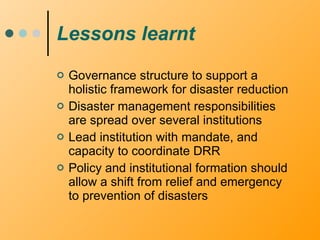 Policy and Insititutional Arrangement for Disaster Management | PPT