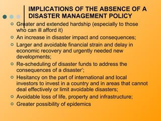 Policy and Insititutional Arrangement for Disaster Management | PPT
