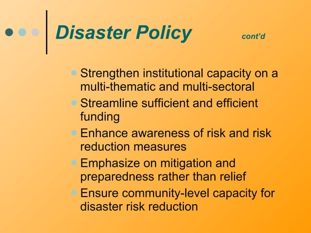 Policy and Insititutional Arrangement for Disaster Management