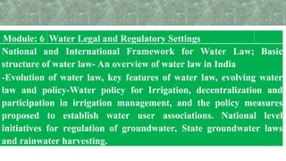 Water Resource Management - Water Legal and Regulatory Settings | PPT