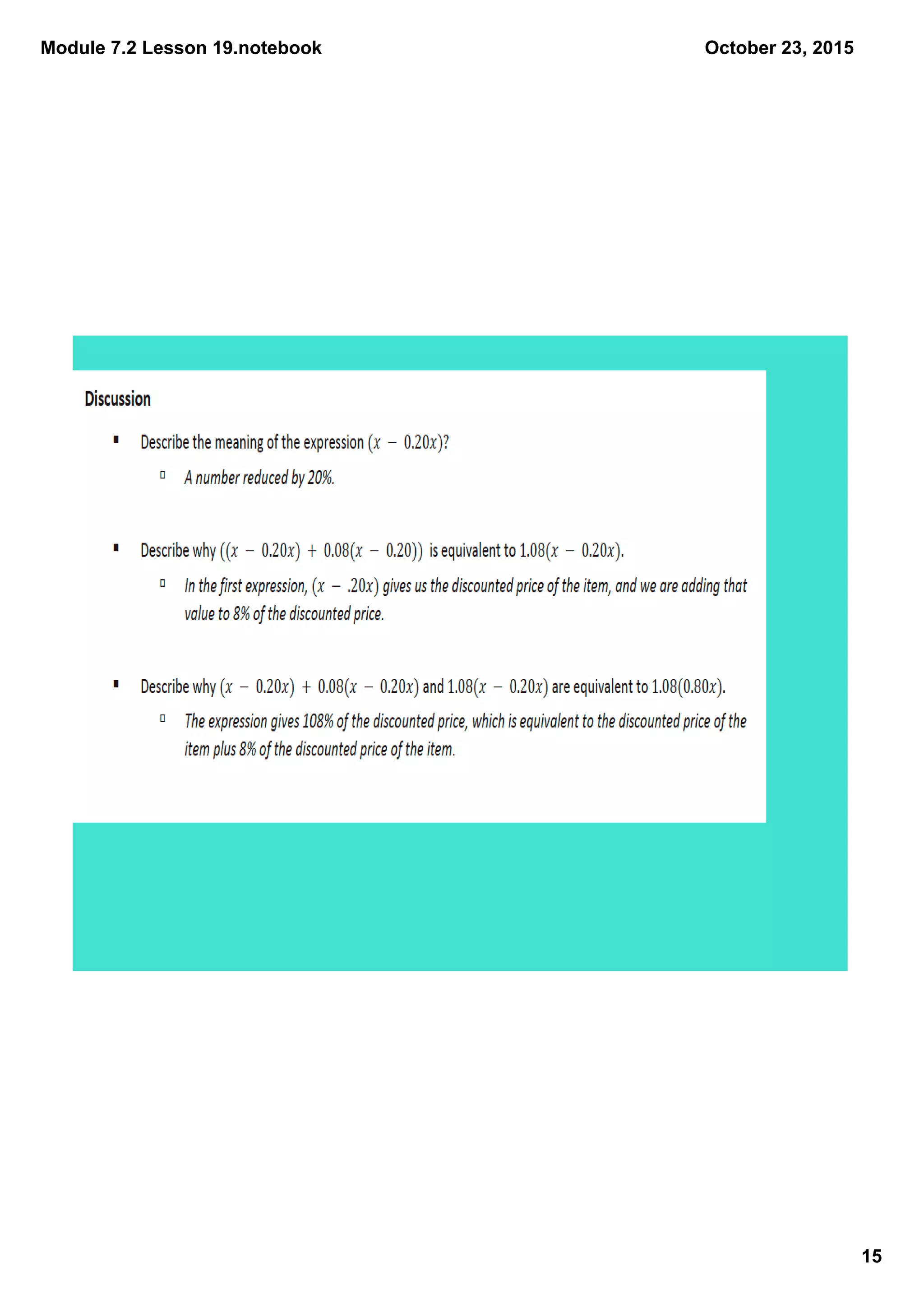 Module 7.2 lesson 19 | PDF
