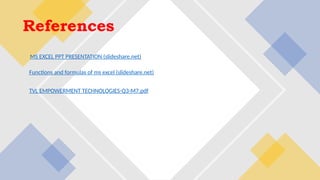 advanced spreadsheet skills - lesson in Empowerment Technologies | PPTX