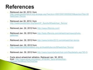 Paralympic sport Wheelchair tennis | PPT