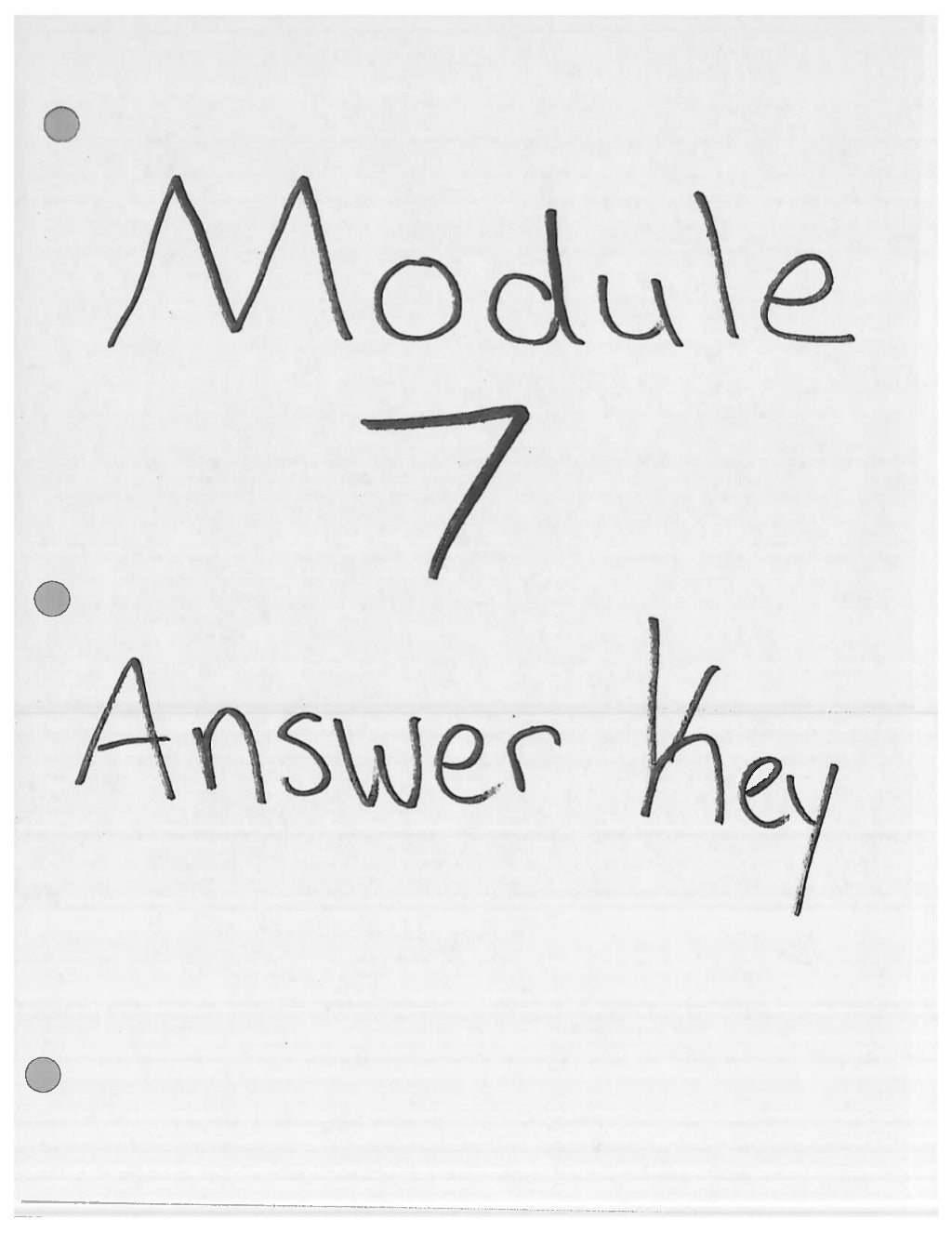 Module 7 Answer Key For Homework Module 7 Answer Key For Homework