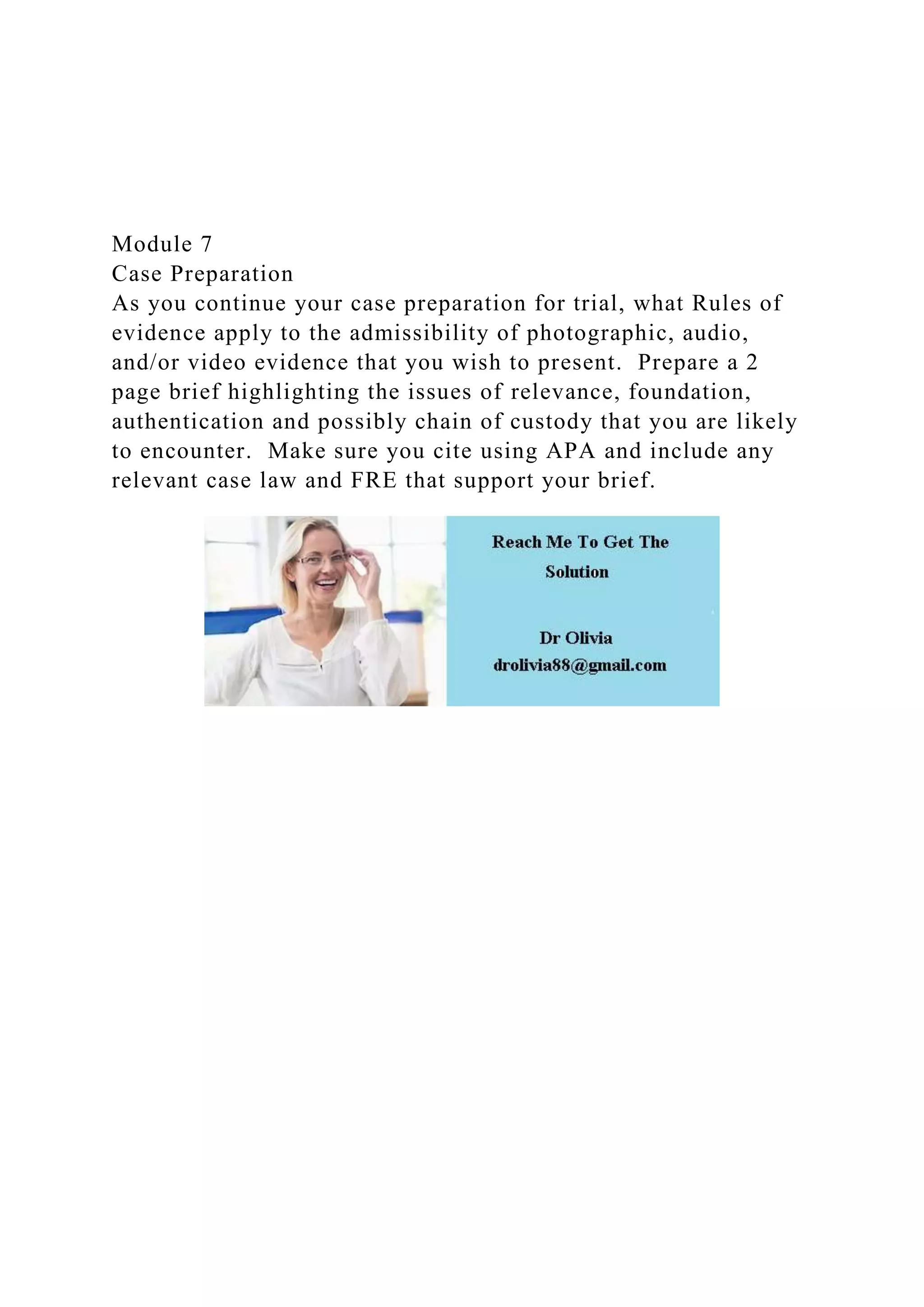 Module 7 Case PreparationAs you continue your case prepara.docx