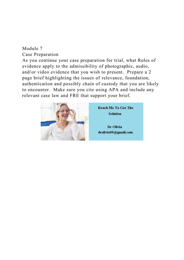 Module 7 Case PreparationAs you continue your case prepara.docx