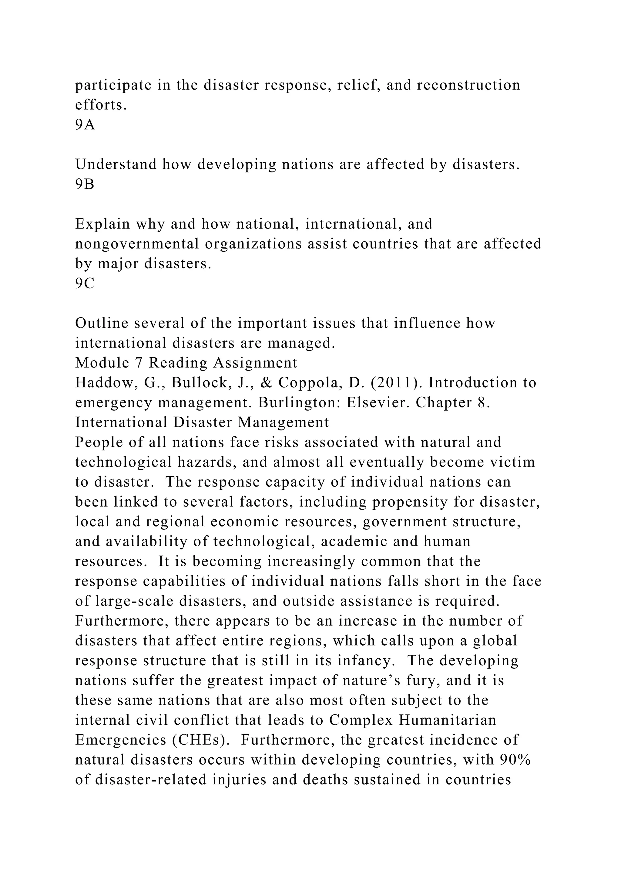 Module 7 OverviewInternational Disaster ManagementPeople of al.docx