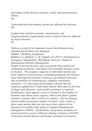 Module 7 OverviewInternational Disaster ManagementPeople of al.docx